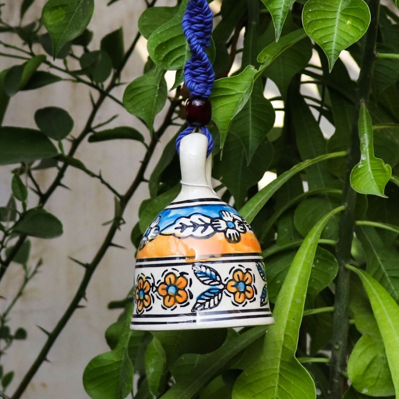 Buy Hand Painted Ceramic Bells with Macrame Rope Online On Zwende