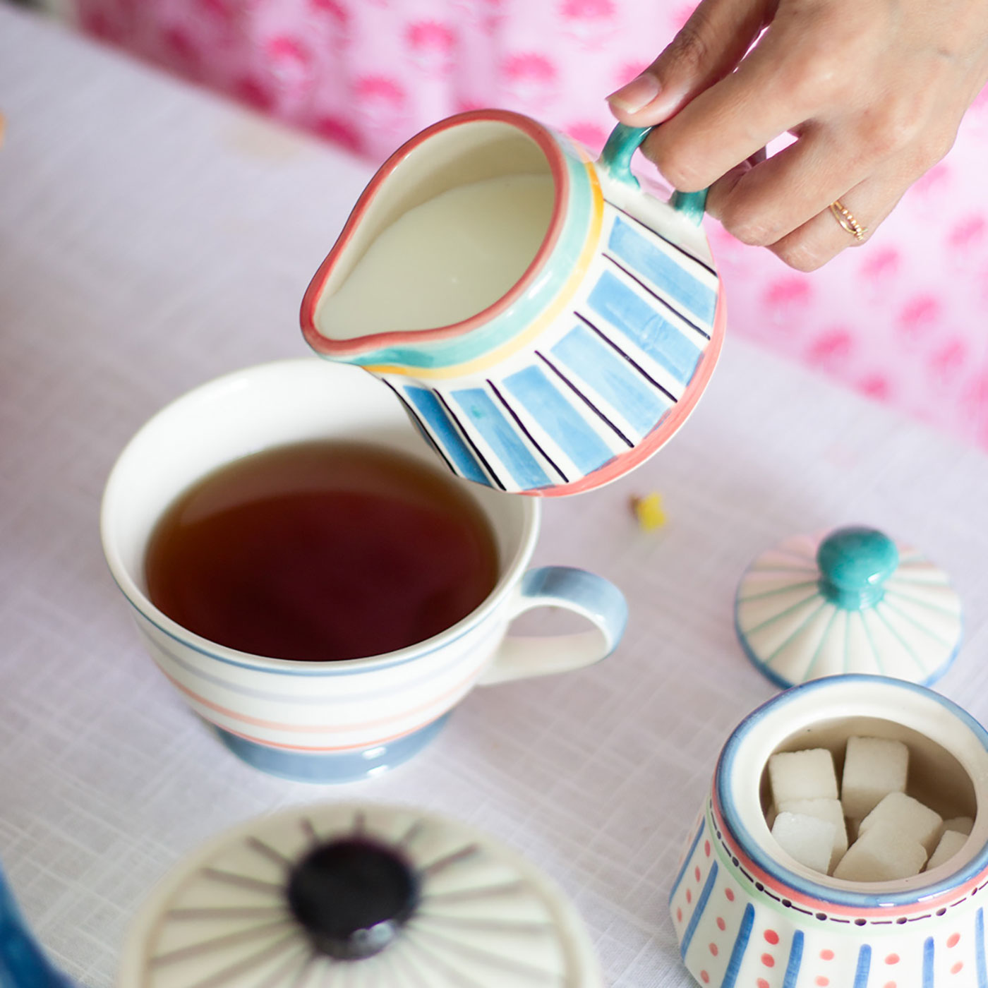 Buy Masquerade Blue Ceramic Milk Pot Online On Zwende