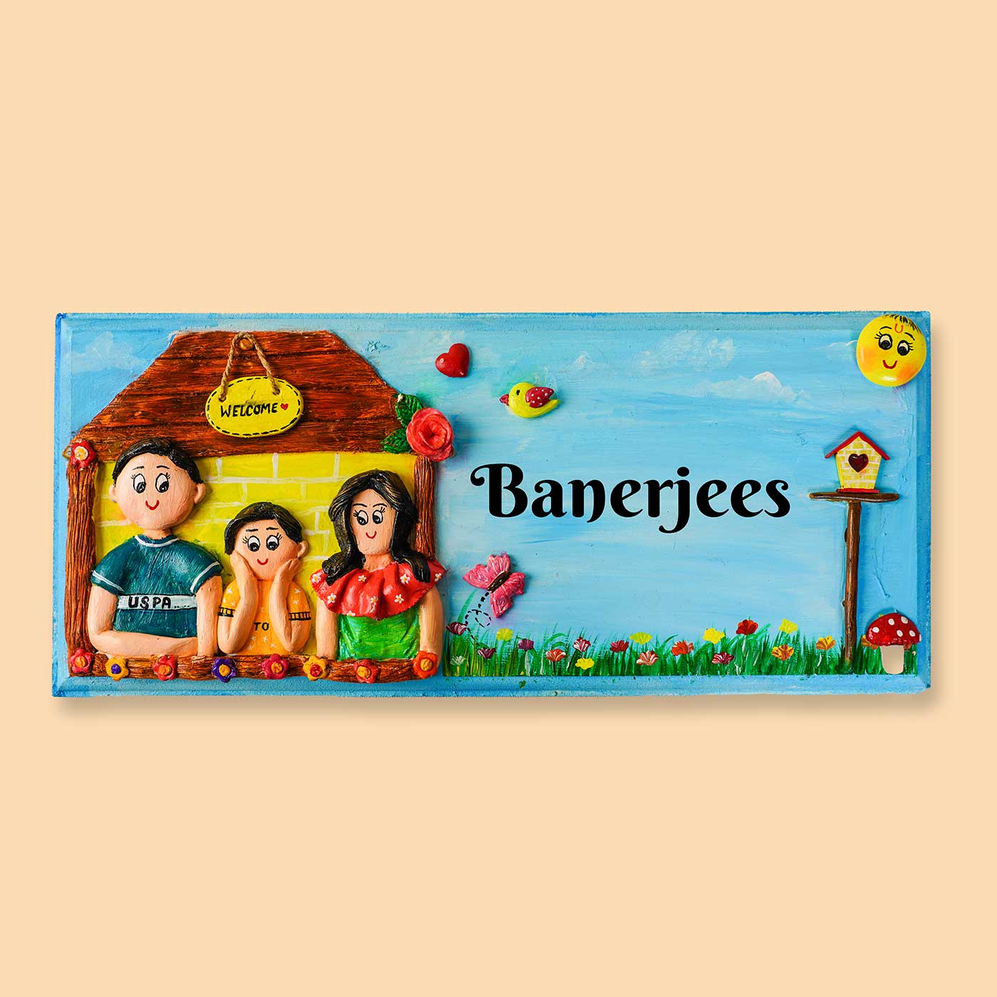Buy Handcrafted Personalized MDF Family Nameplate Online On Zwende