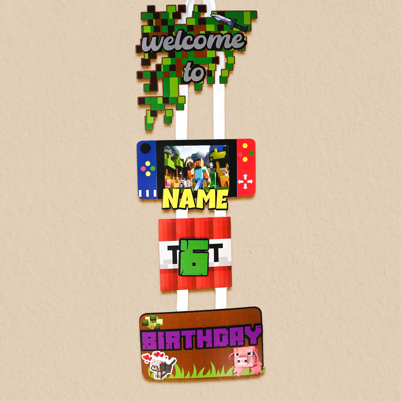Buy Personalized Minecraft Theme Welcome Banner For Birthday Party ...