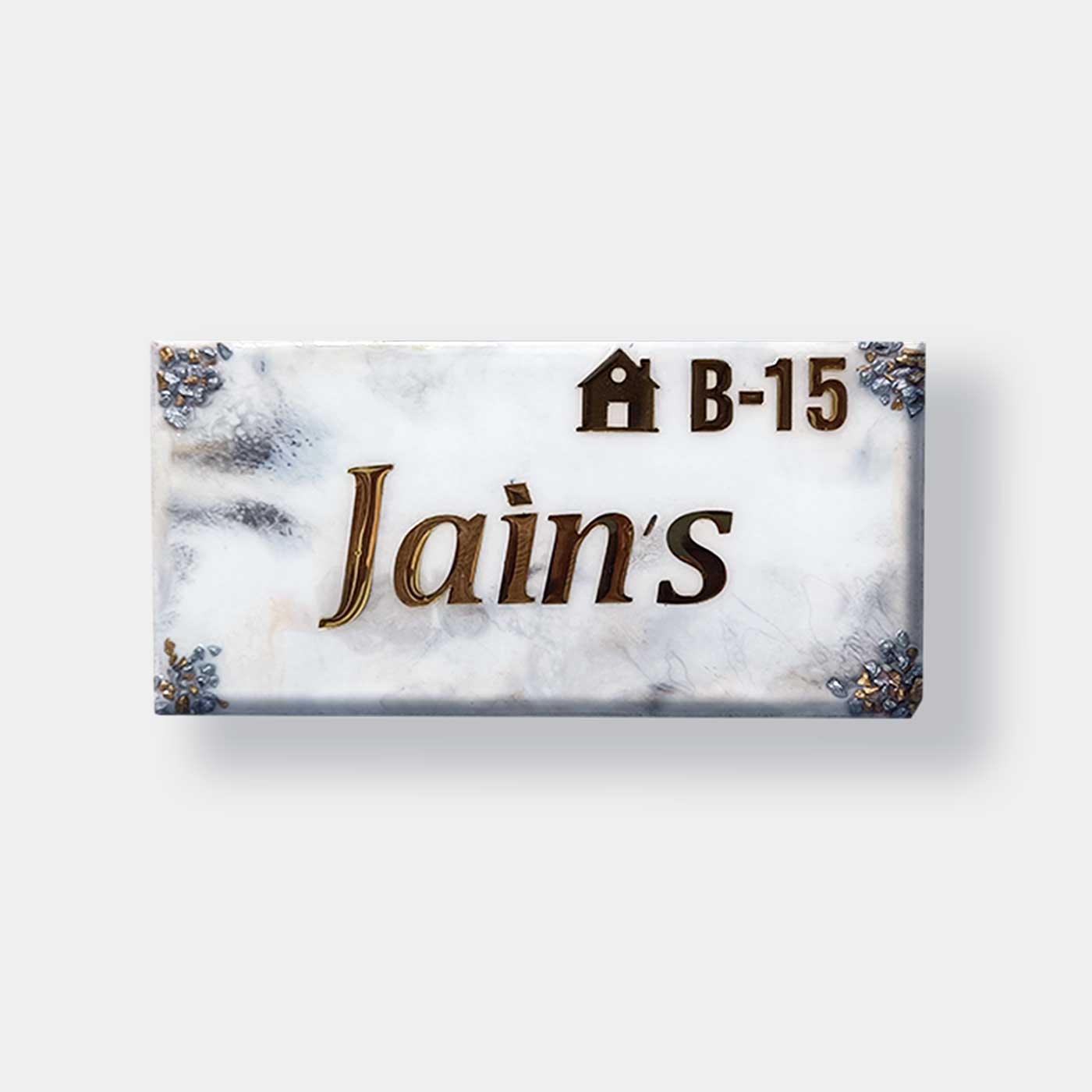 Buy Personalized Handcrafted Resin White & Grey Nameplate Online On Zwende
