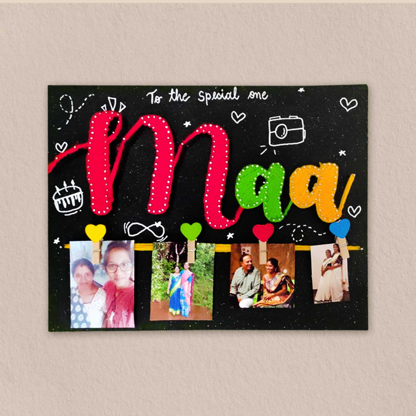 Buy Photo Personalized Handmade String Art Maa Theme Wooden Decorative ...