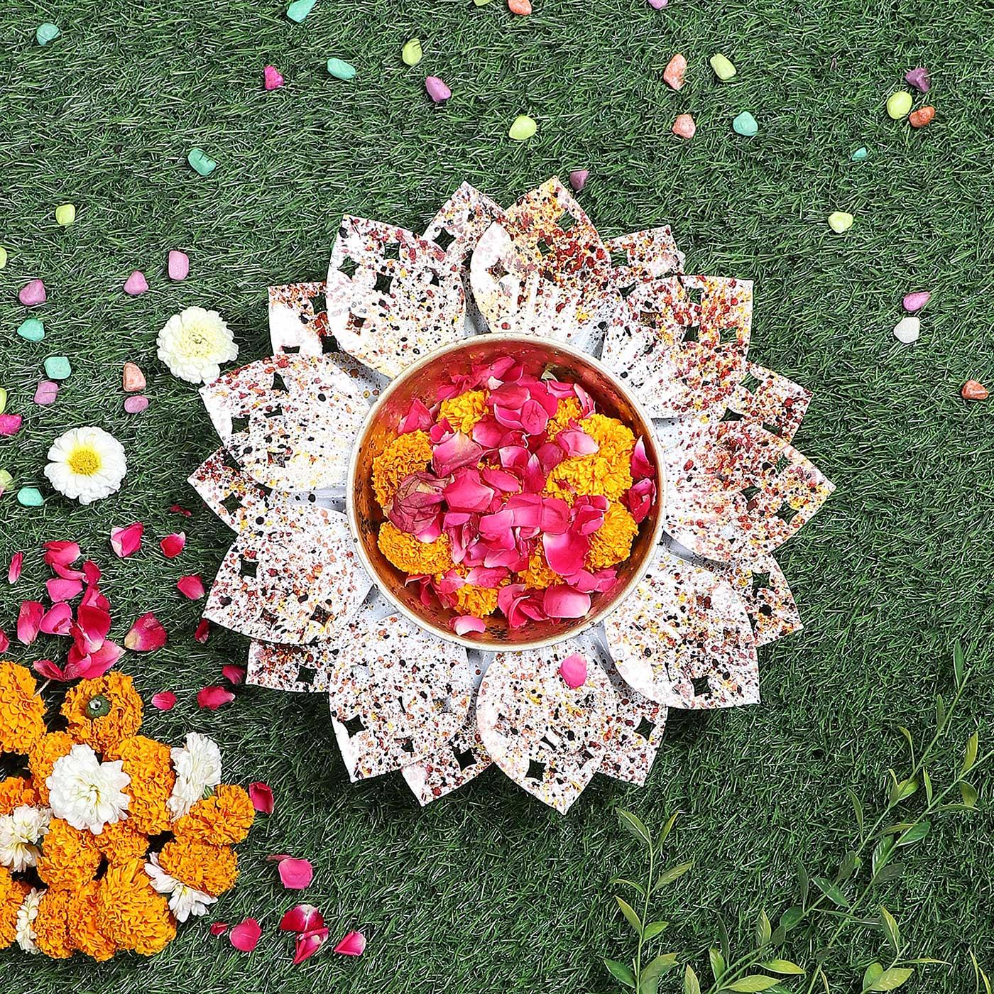 Buy Handmade Multicolored Spray Flower Urli Online On Zwende