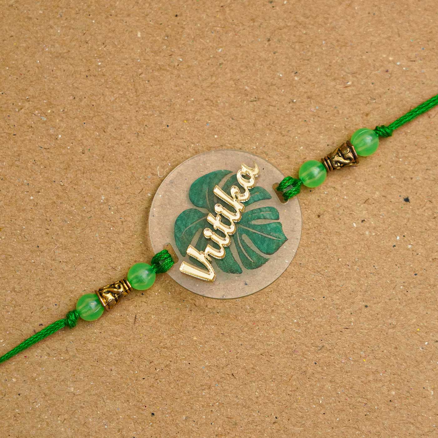 Buy Personalized Handmade Leaf Acrylic Rakhi With Roli Chawal Online On ...