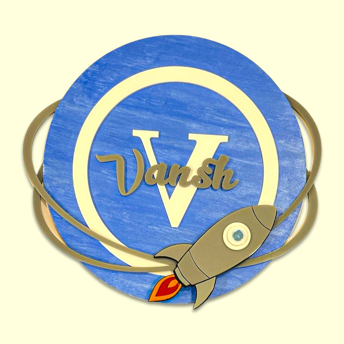 Buy Personalized Rocketeer Theme Acrylic Kids Name Plate Online On Zwende