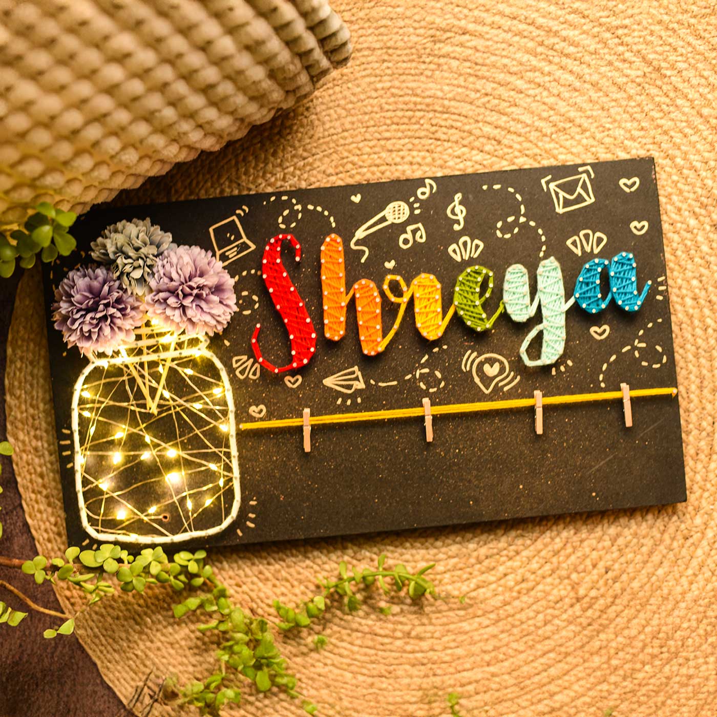 Buy Personalized String Art Jar MDF Wood Name Plate With Lights Online ...