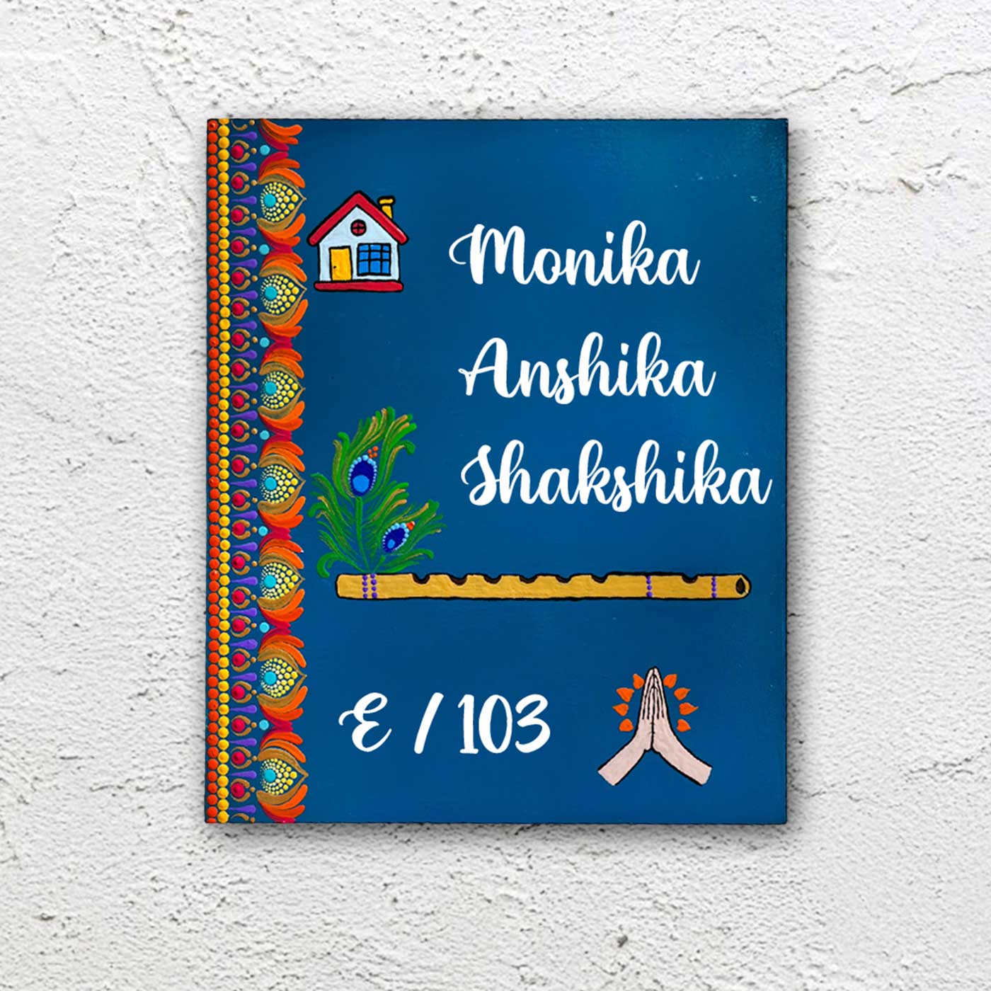 Buy Personalized Hand-Painted Flute Theme MDF Wood Vertical Name Plate ...