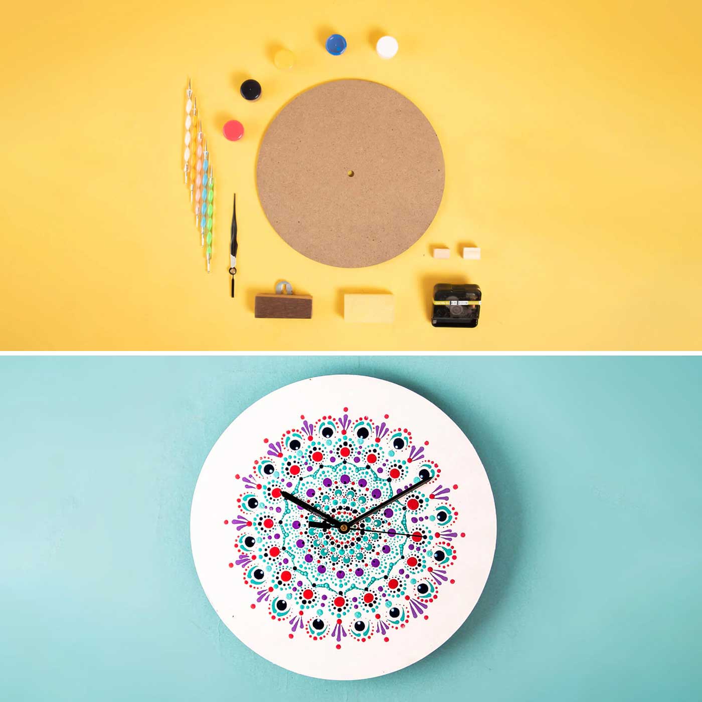 Buy Dot Art Clock DIY Kit - All-Inclusive Online On Zwende