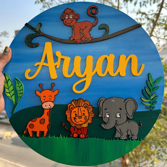 Buy Jungle Themed Hand Painted Kids Nameplates On Zwende
