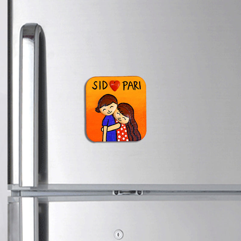 Hand-painted Personalized MDF Magnet For Couple – Zwende