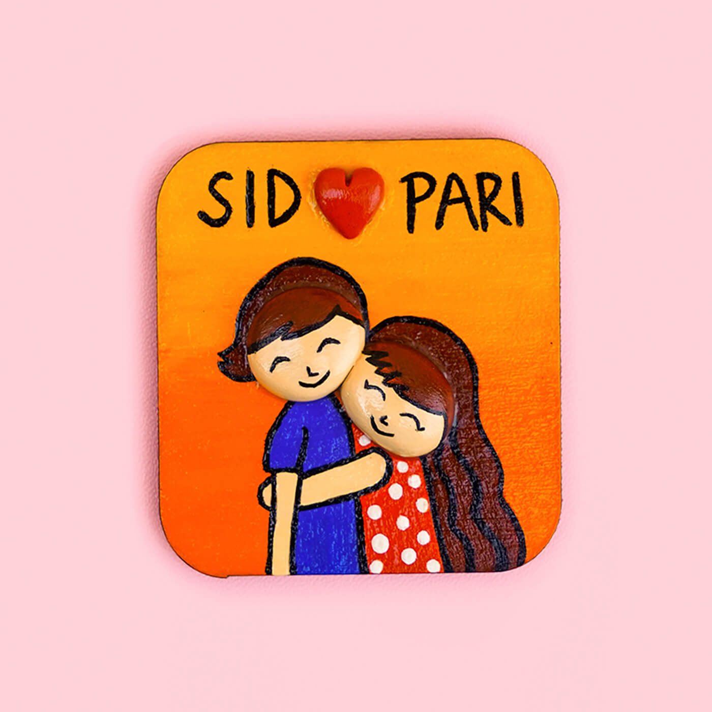 Buy Hand-painted Personalized MDF Magnet For Couple Online On Zwende