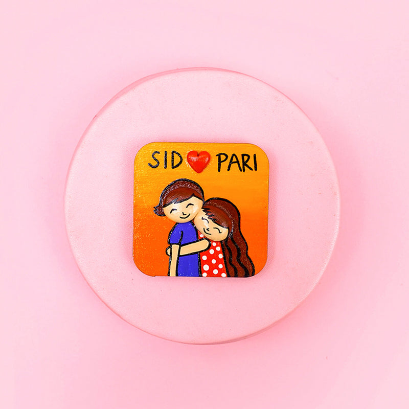 Hand-painted Personalized MDF Magnet For Couple – Zwende