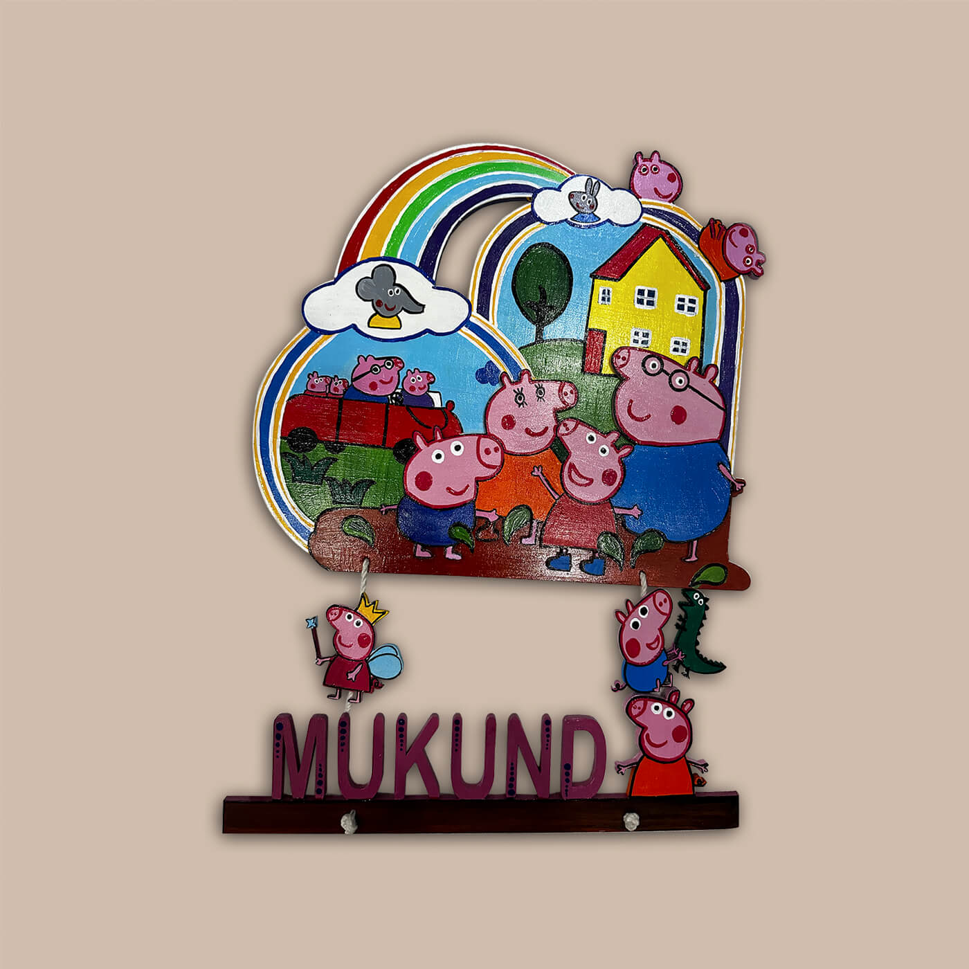 Buy Hand Painted Peppa Pig Theme Personalised Kids Nameplate Online On ...