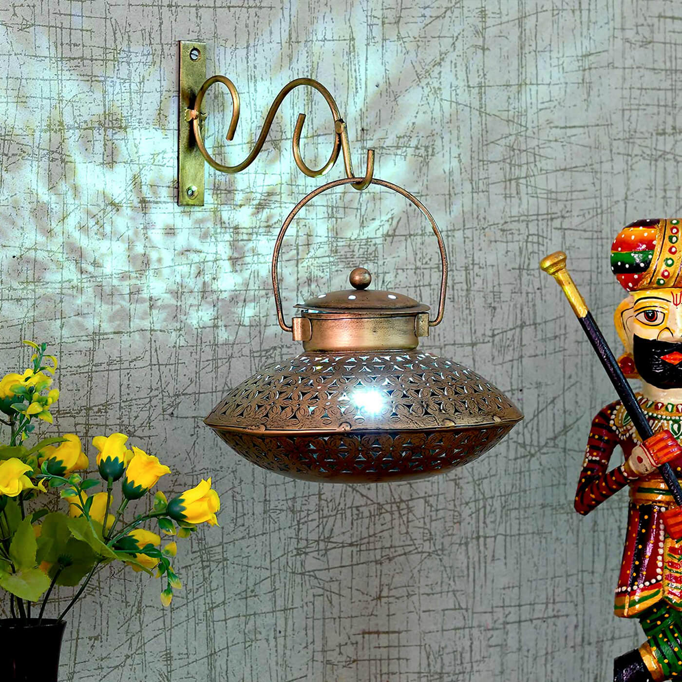 Buy Handcrafted Iron Hanging Dhoop Pot & Tealight Holder Online On Zwende