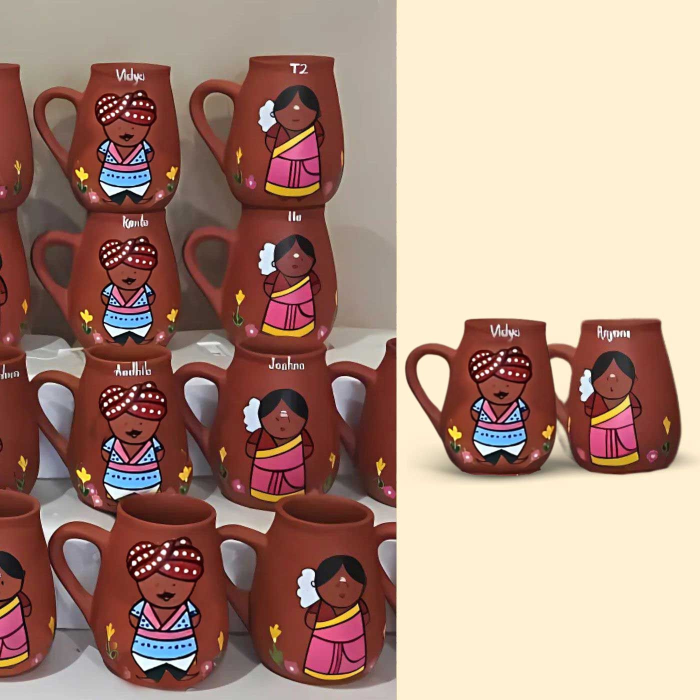 Buy Handpainted Clay Mugs with Regional Characters For Couples ...