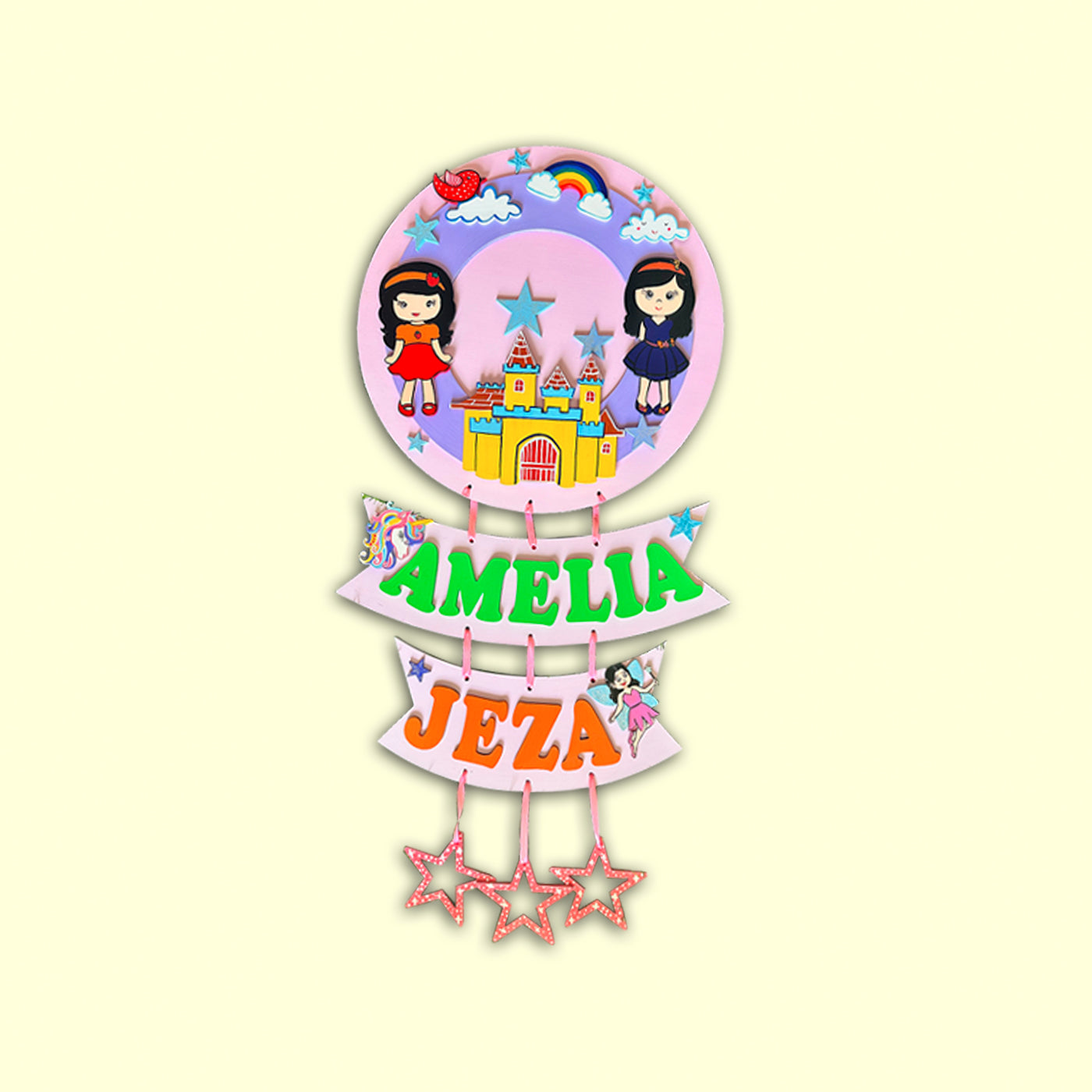 Buy Hand Painted Personalized Princess Themed Sibling Nameplate Online ...