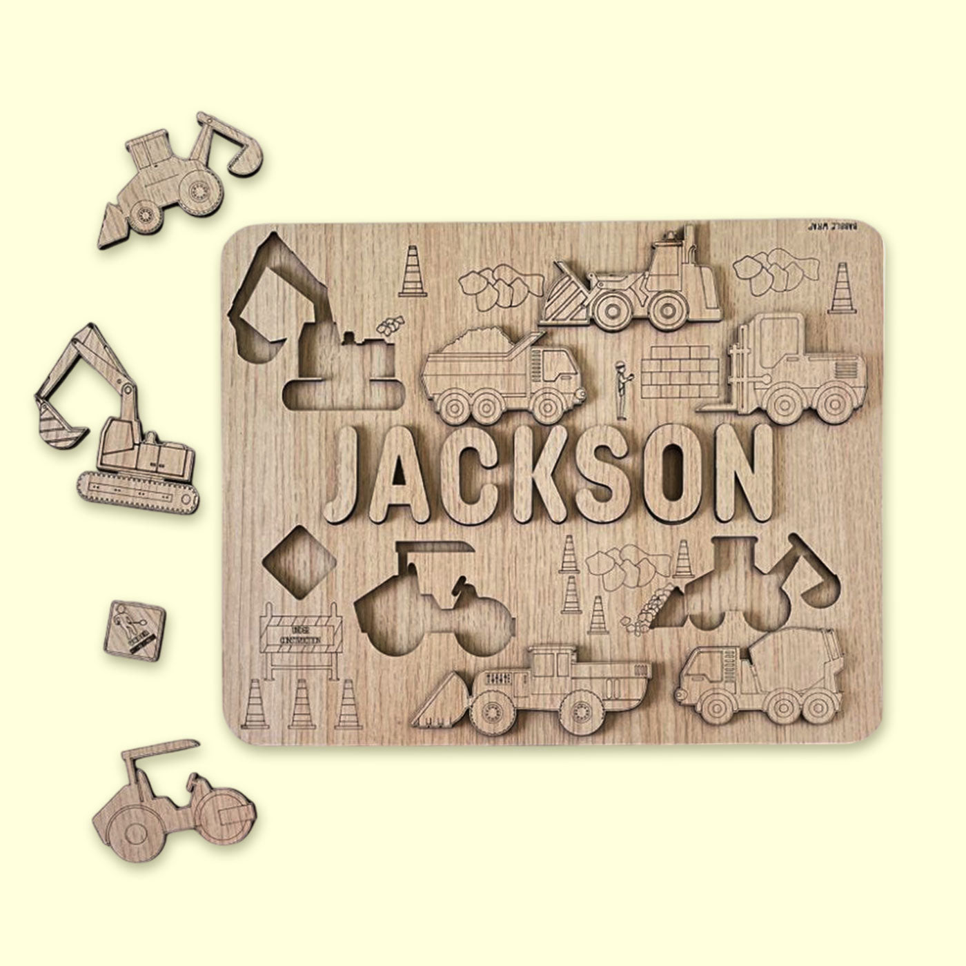 Buy Personalized Construction Site Theme Wooden Puzzle Online On Zwende