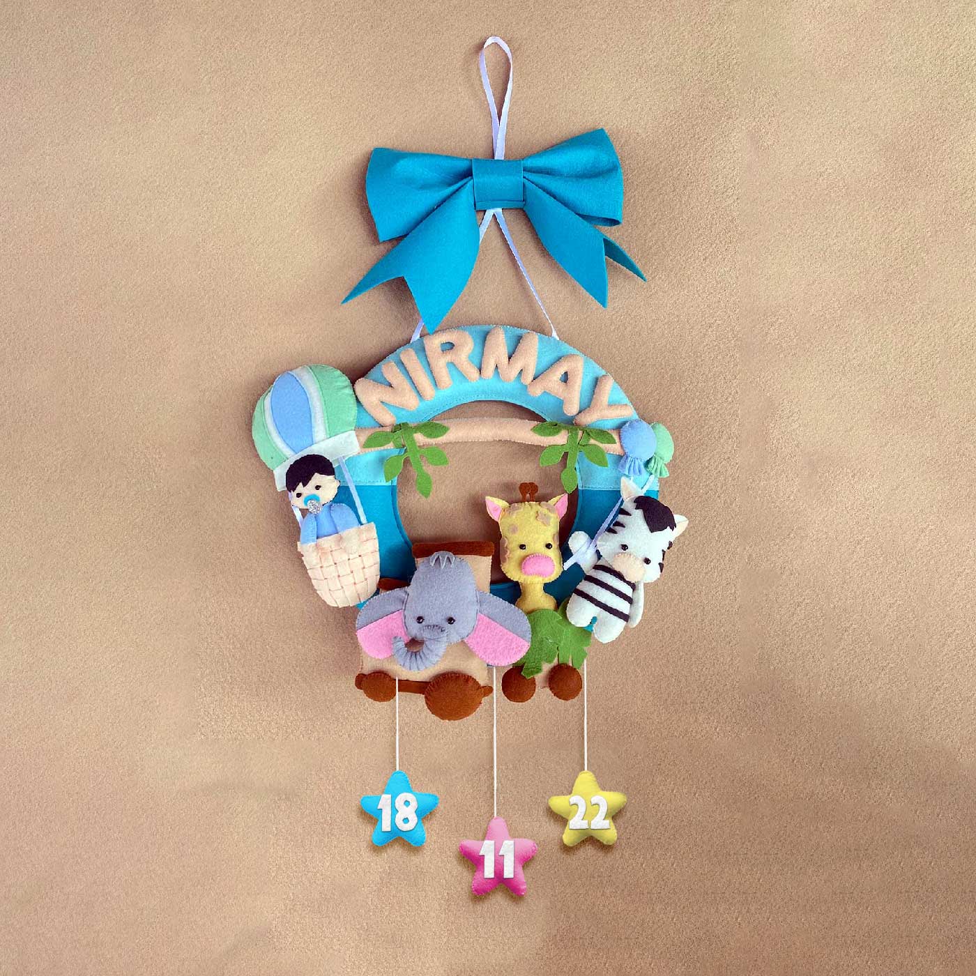 Buy Personalized Kid's Jungle Themed Round Felt Nameplate for Boys ...