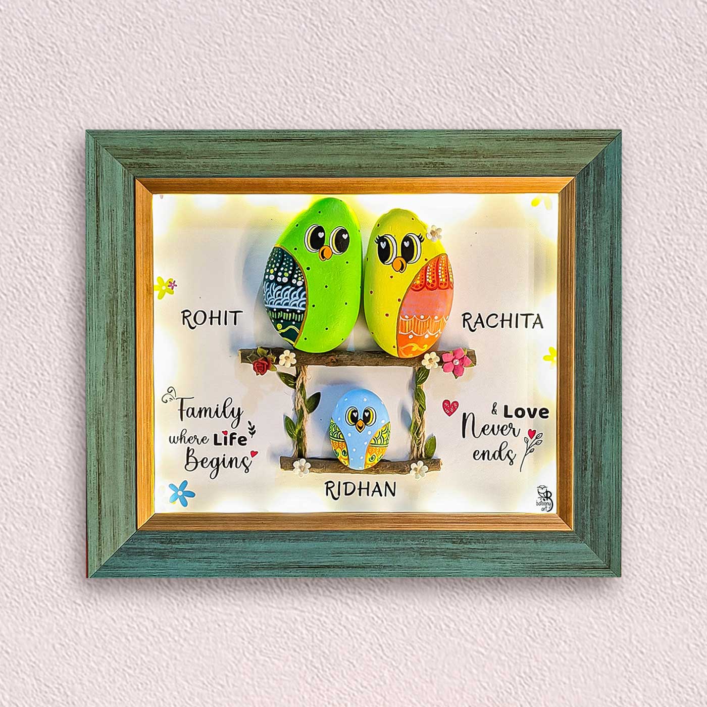 Buy Personalized Pebble Art Infinite Love Wooden Name Plate With Lights ...