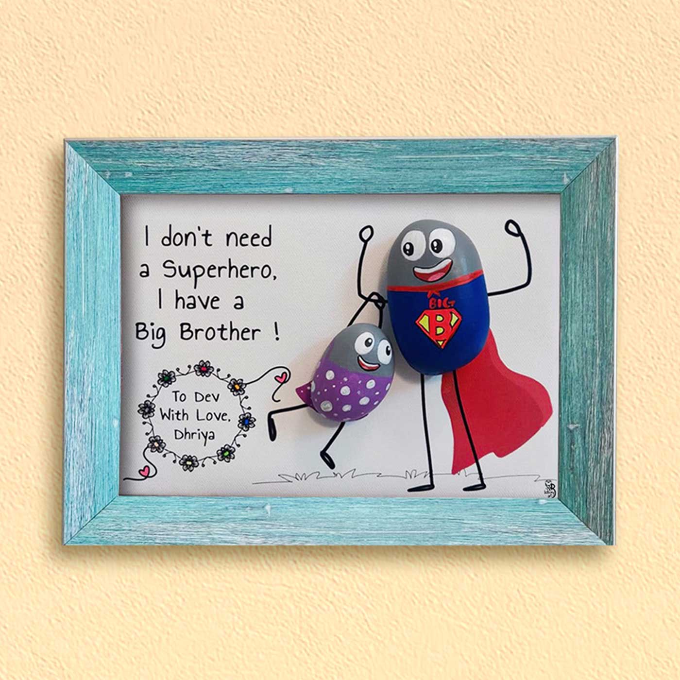 Buy Personalized Pebble Art Superhero Brother Wooden Decorative Plaque ...