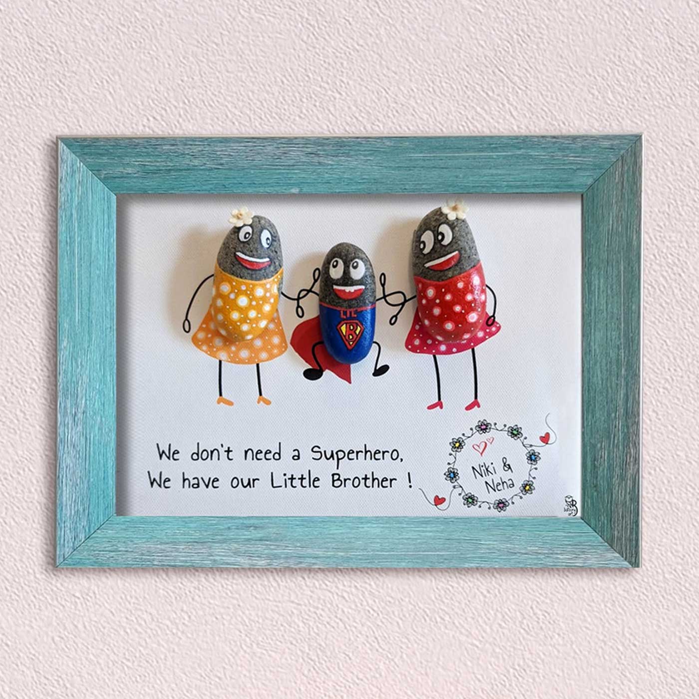 Buy Personalized Pebble Art Superhero Little Brother Wooden Decorative ...