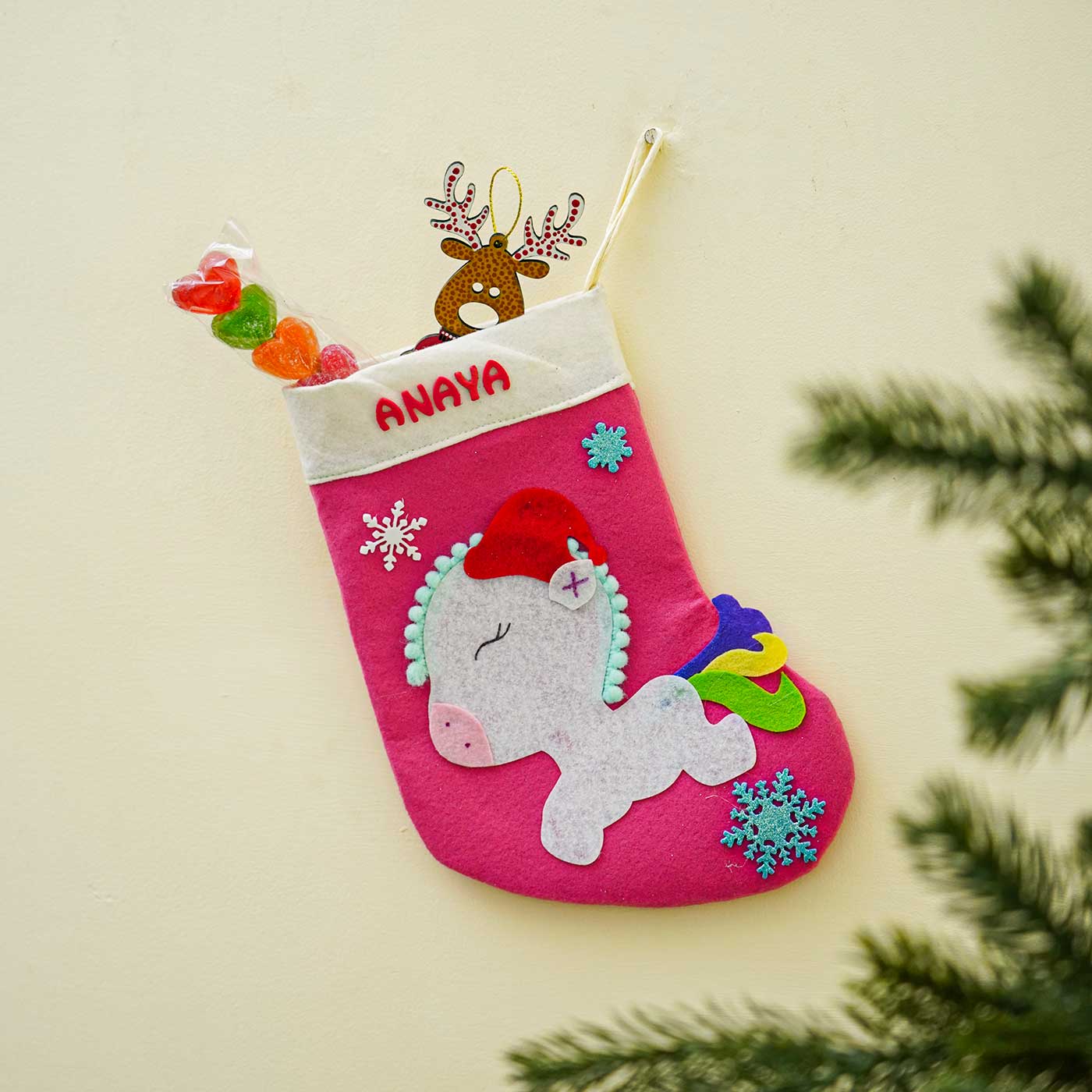 Buy Personalized Pink Unicorn Felt Stockings For Christmas Decoration ...