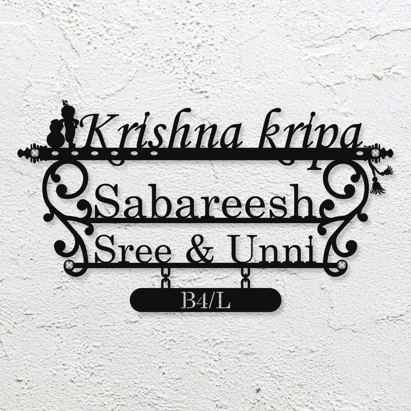 Buy Personalized Laser Cut Little Krishna Theme Steel Name Plate Online ...