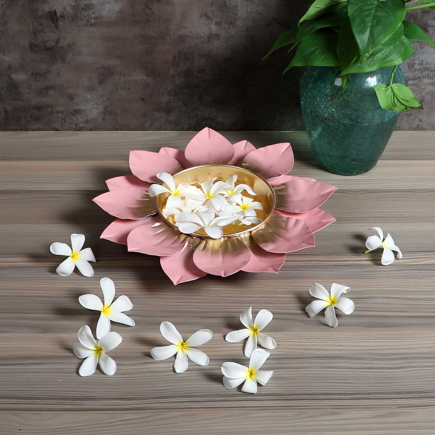 Buy Handmade Pink & Gold Flower Urli Online On Zwende