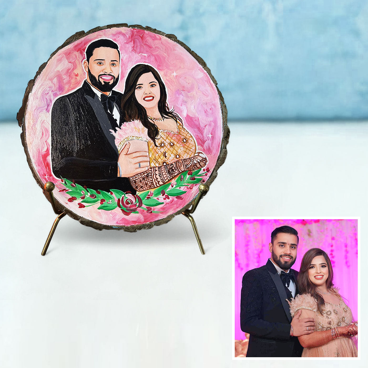 Buy Photo Personalized Hand-Painted Wedding Couples MDF Wood Decorative ...