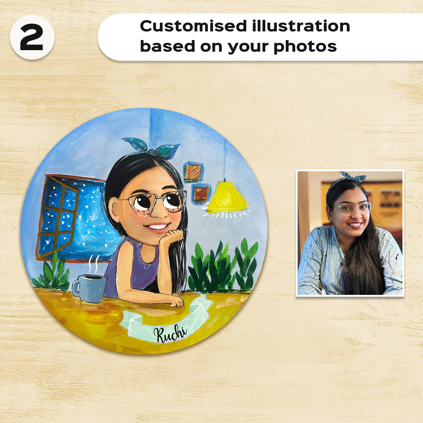 Buy Photo Caricature Name Plate with Stand Online On Zwende