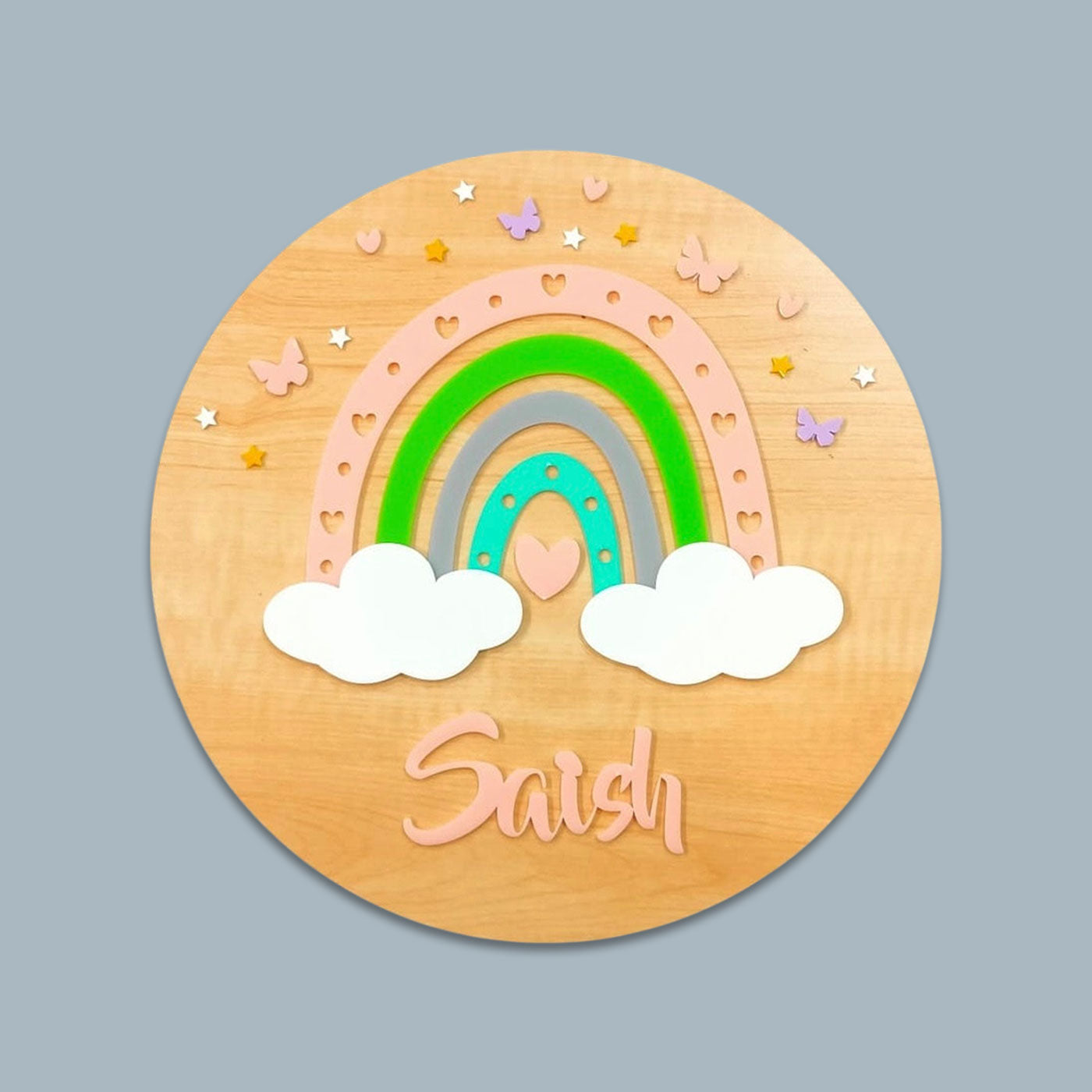 Buy Personalized Peach Rainbow Radiance Theme Acrylic Kids Name Plate ...