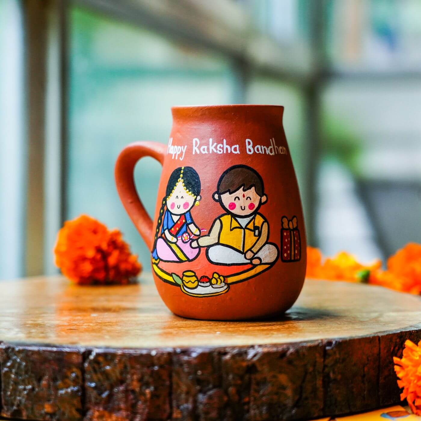 Buy Personalized Handpainted Terracotta Mug for Rakshabandhan Online On ...