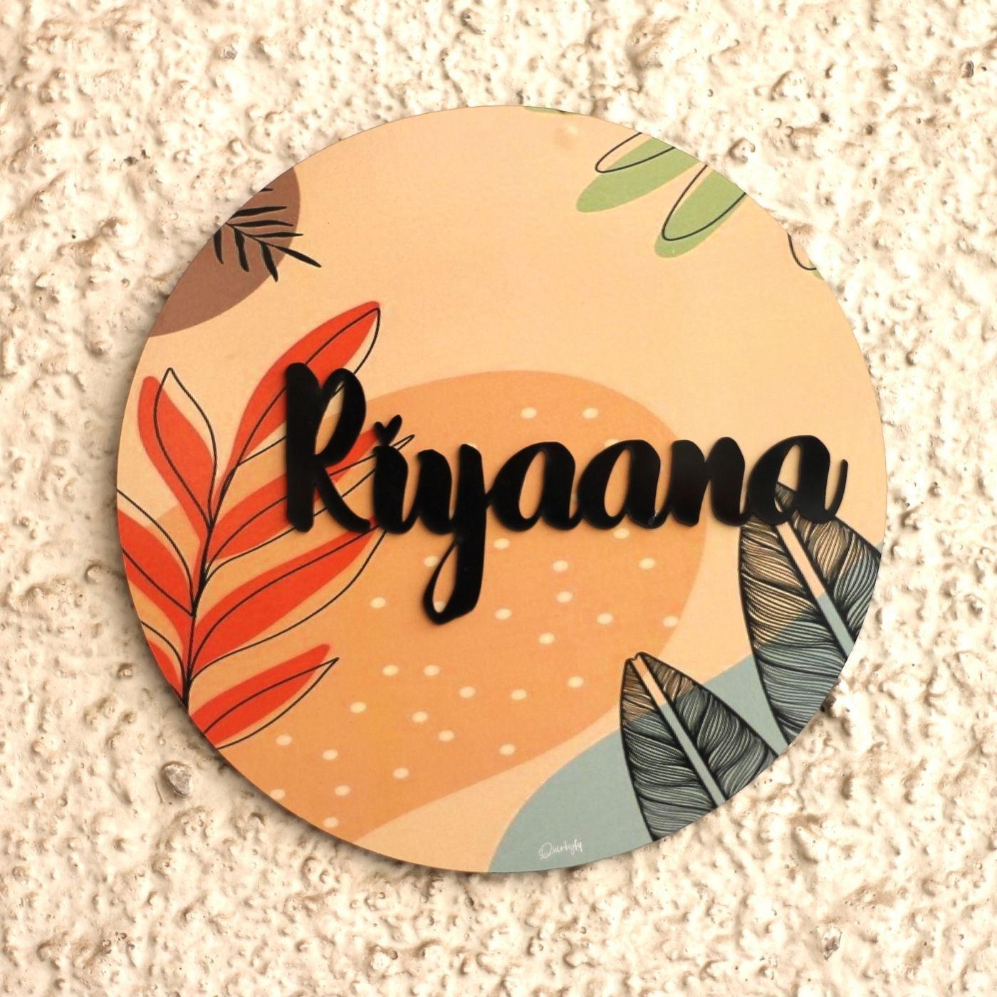 Buy Personalized Printed Floral MDF Wood Kids Name Plate With 3D ...