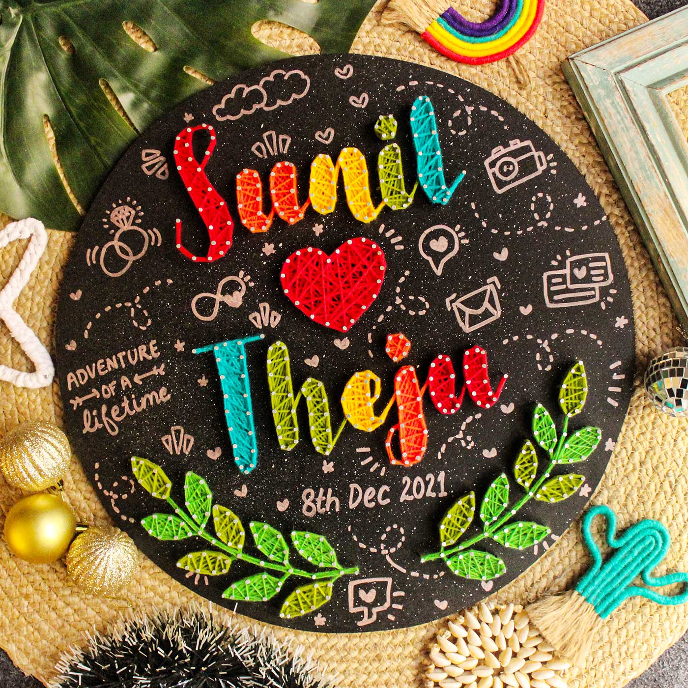 Buy Personalized String Art Round Couples MDF Wood Name Plate Online On ...