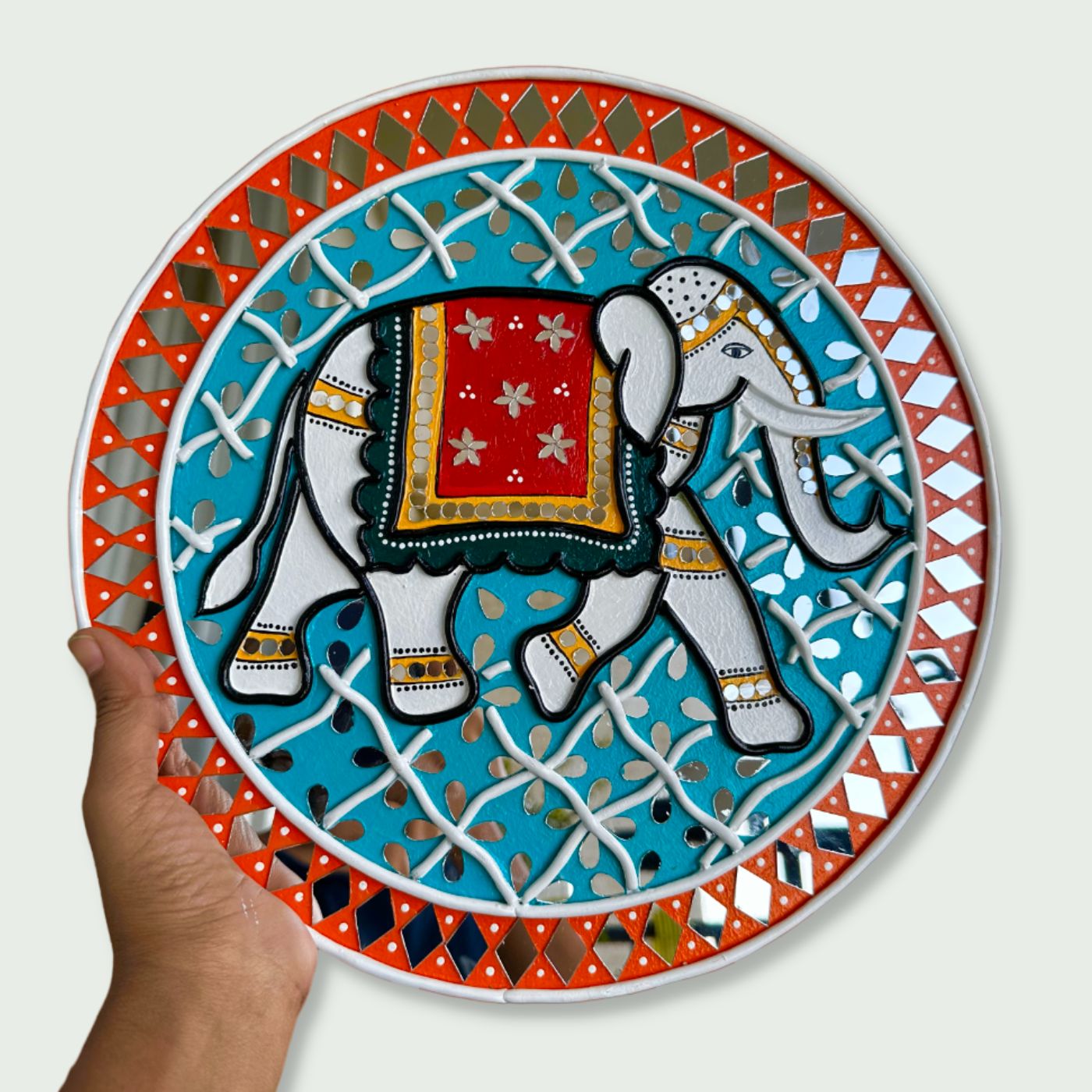 Buy Royal Elephant Lippan Art Wall Plate Online On Zwende