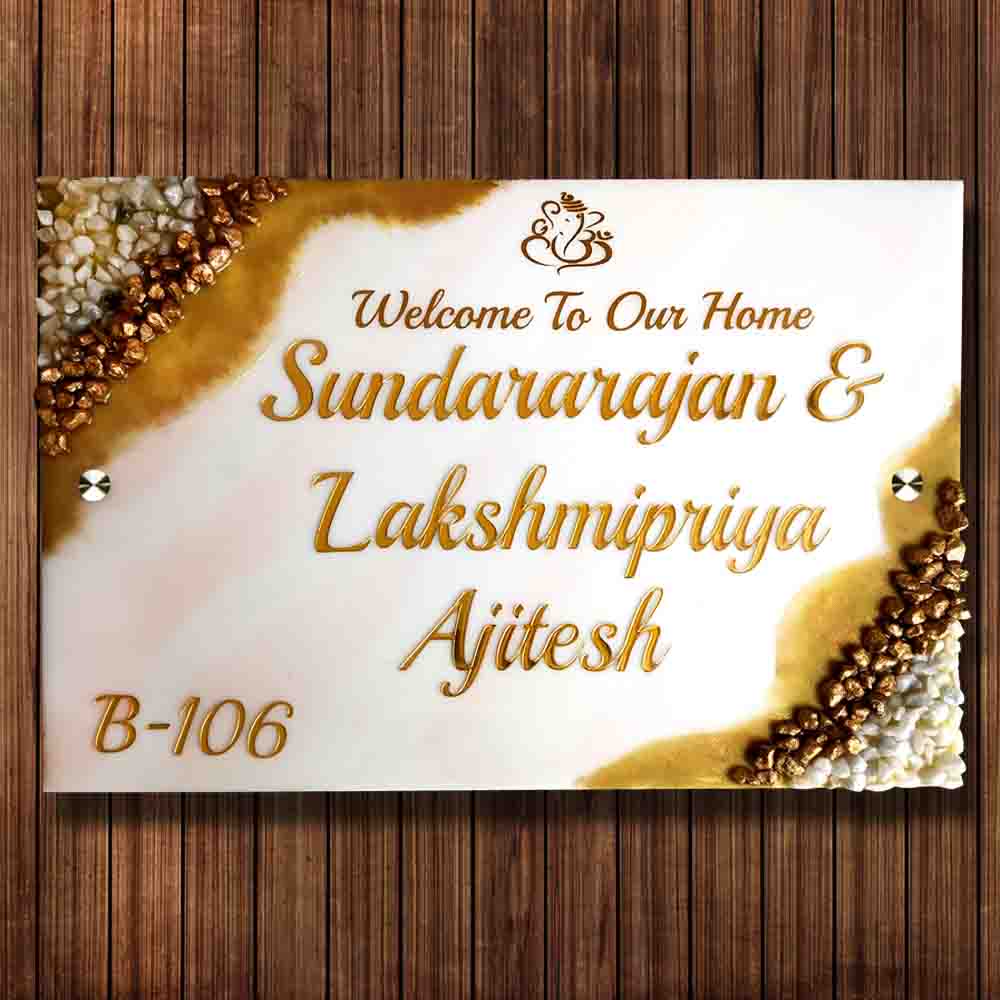 Buy Personalized Handmade Ganesha Resin Name Plate Online On Zwende