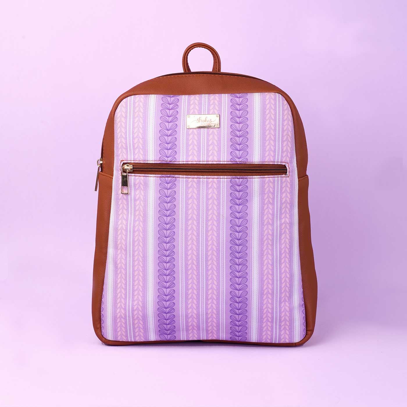 Buy Lilac Leaves Vegan Leather Backpack Online On Zwende