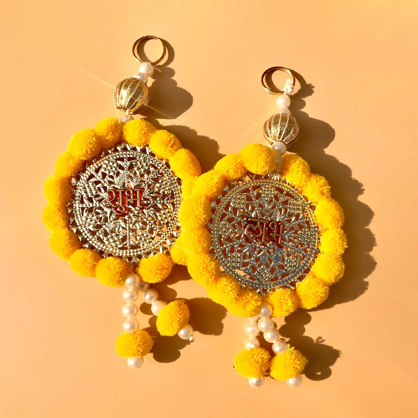 Buy Handmade Yellow Shub Labh Hanging Online On Zwende