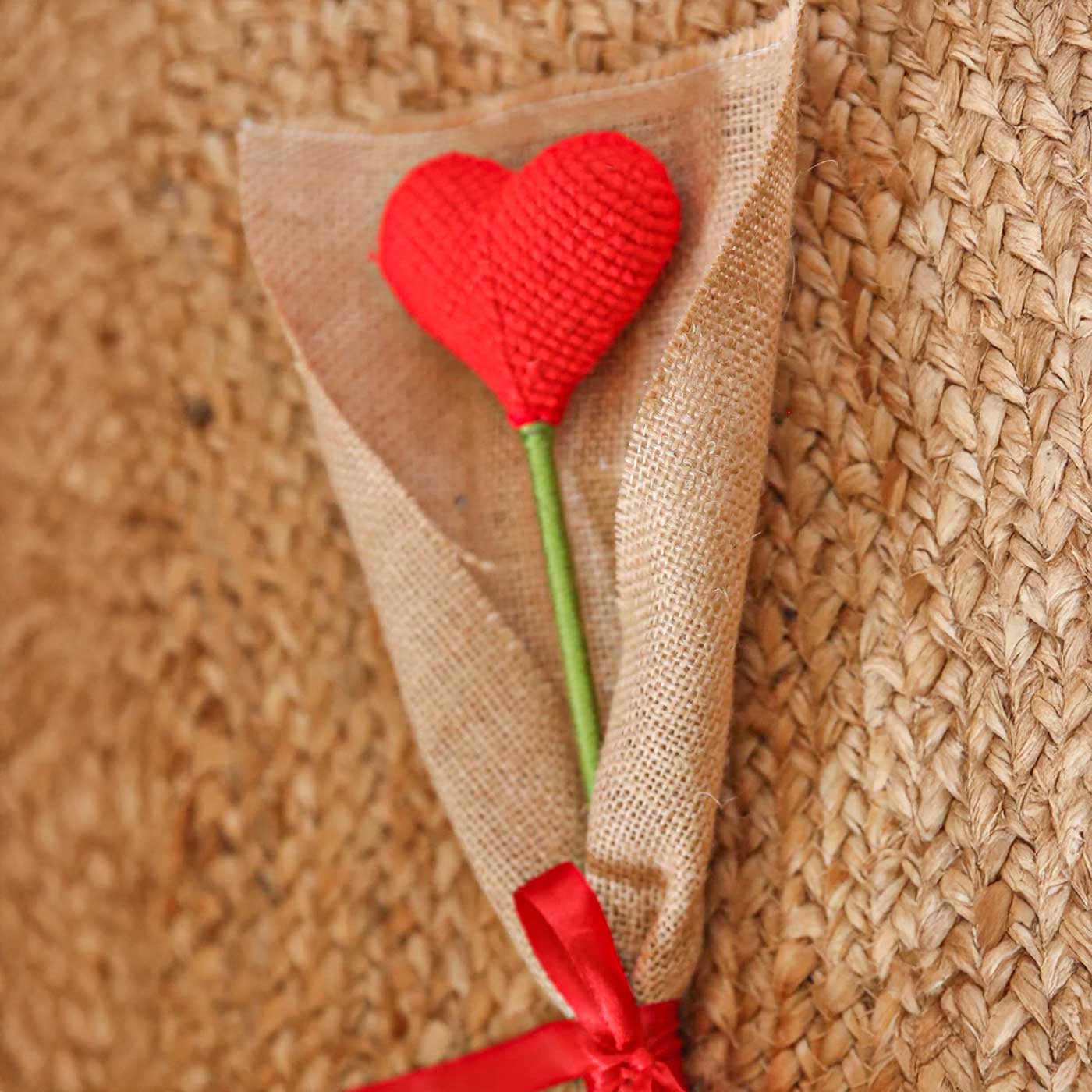 Buy Handmade Crochet Single Heart Flower Bouquet Online On Zwende