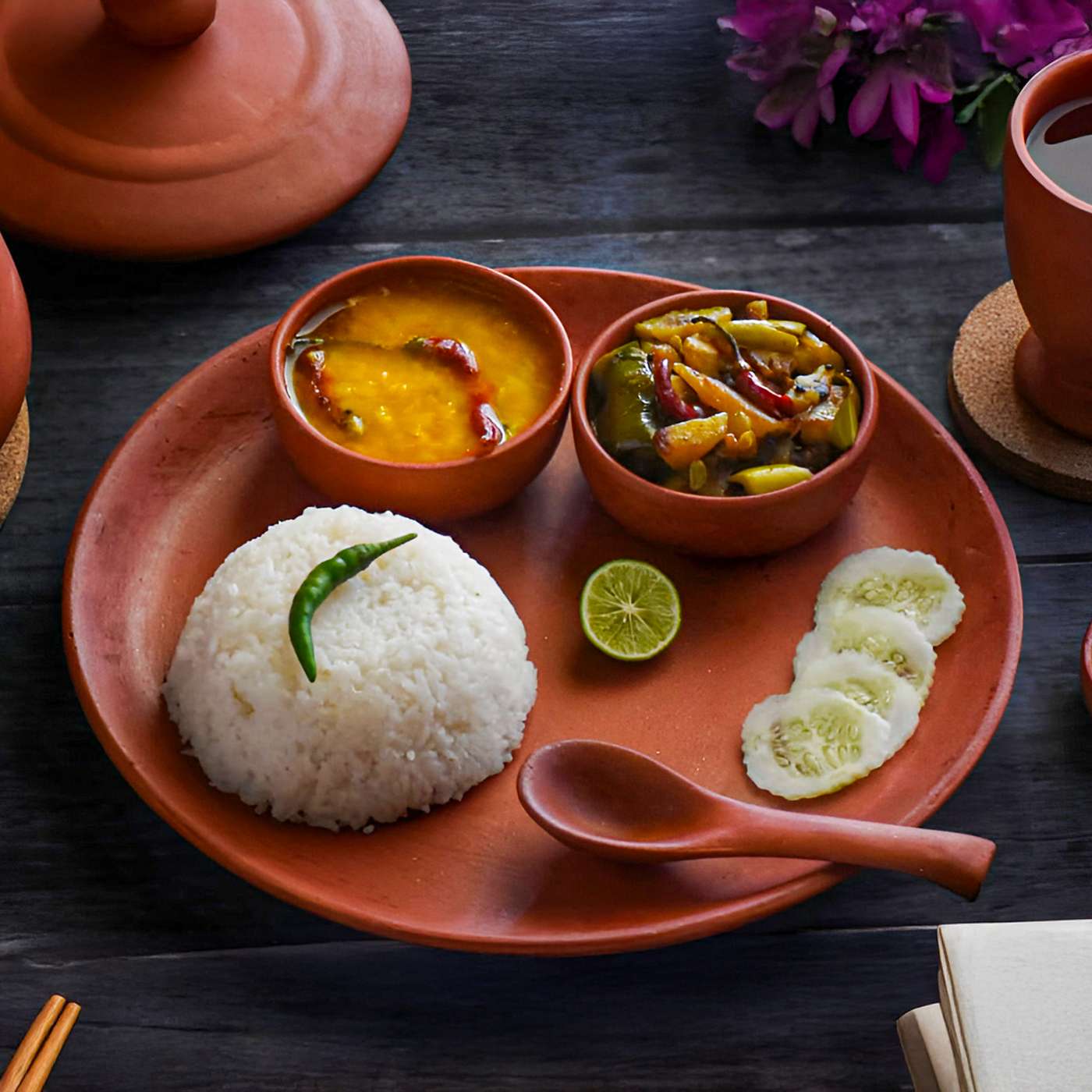 Buy Handmade 11 Inch Terracotta Dinner Set | Set Of 6 Online On Zwende