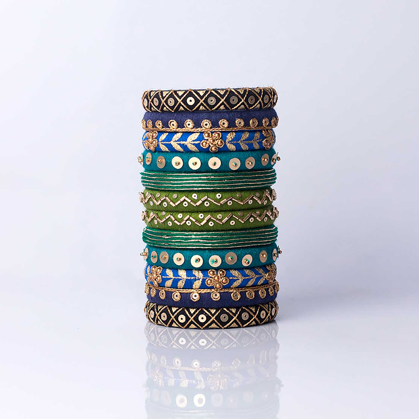 Buy Multicolor Handcrafted Kashyapi Sequined Bangles | Set of 12 Online ...
