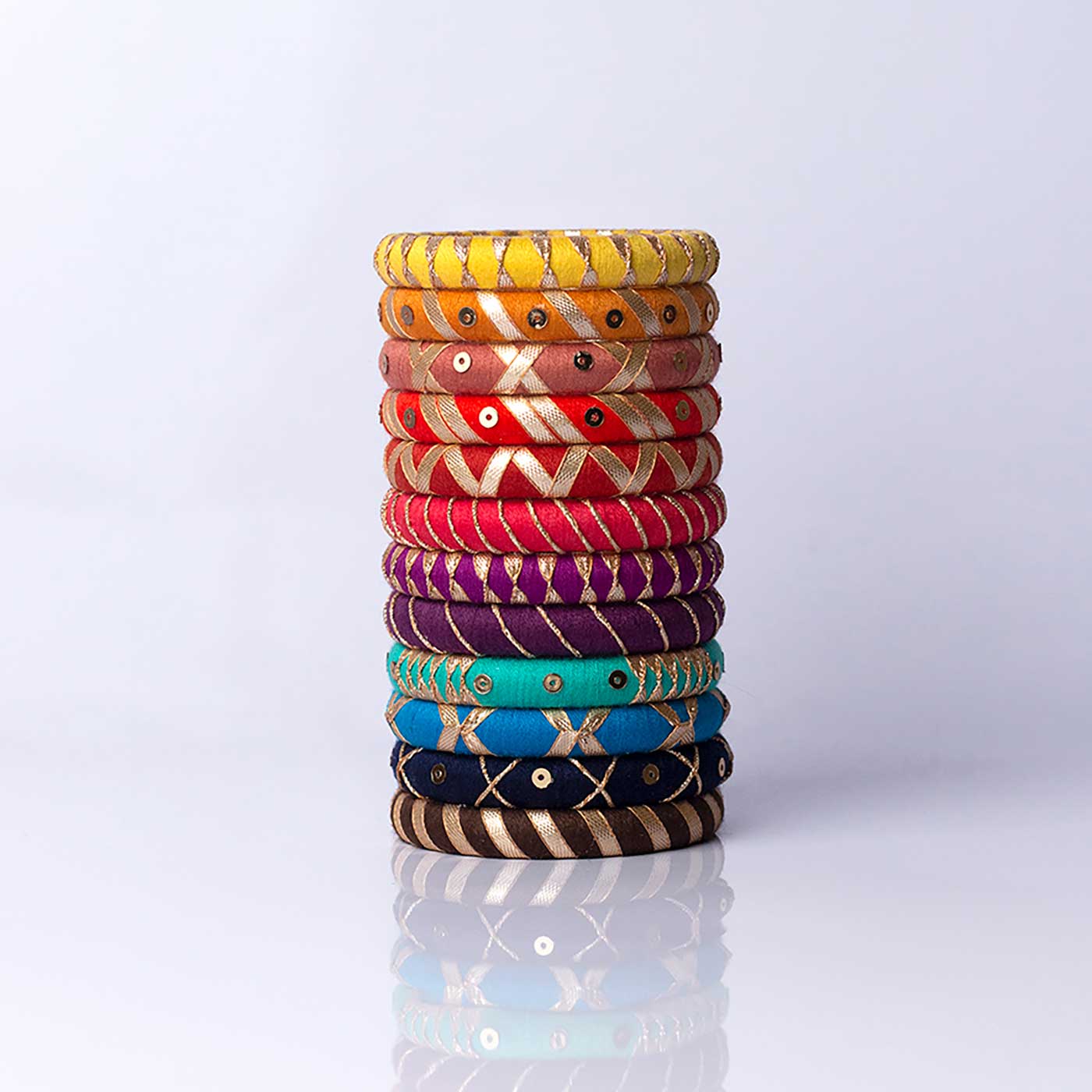 Buy Multicolor Handcrafted Pearl Gotapatti Bangles | Set of 12 Online ...