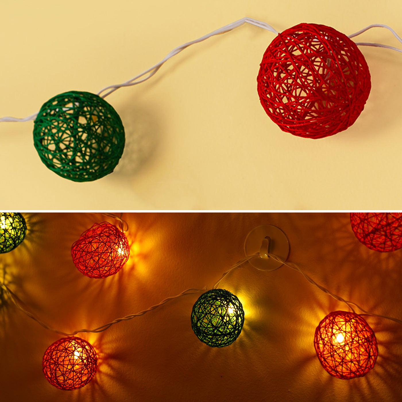 Buy 3m, 20 Bulbs | Handcrafted Yarn Spherical LED Fairy Lights - Red ...