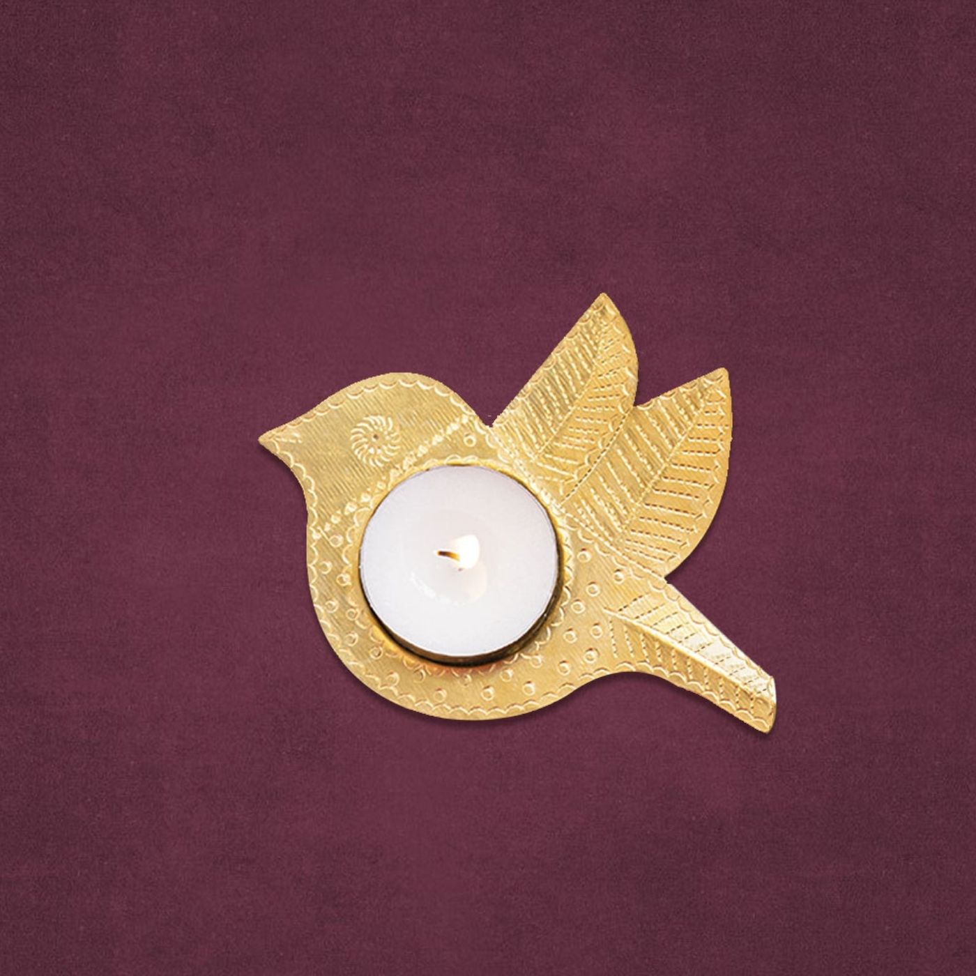 Buy Brass Hand Patterened Chidiya Tealight holder | Set of 6 Online On ...
