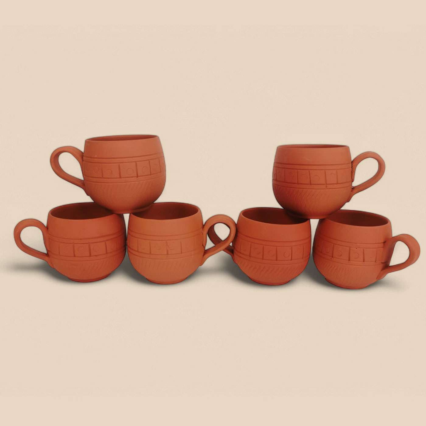 Buy Handmade Maharaja Terracotta Tea Cups | Set Of 6 Online On Zwende