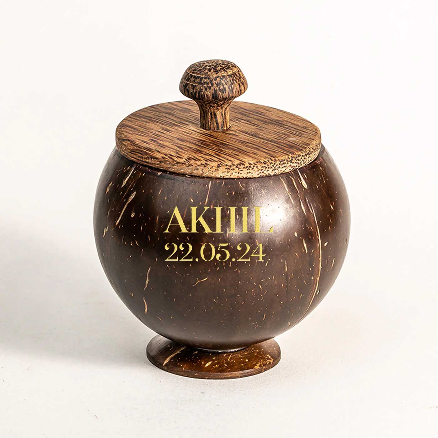 Buy Personalized Coconut Shell Container with Lid and Spoon Online On ...