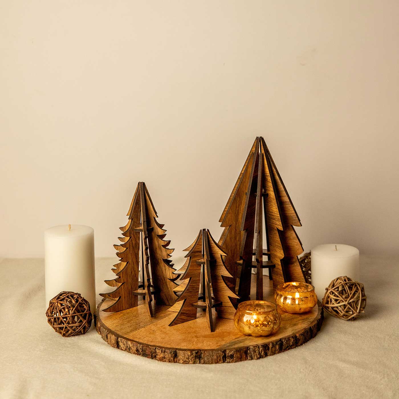 Buy Handmade Elegant Pine Wood Table Decor For Christmas Decoration ...