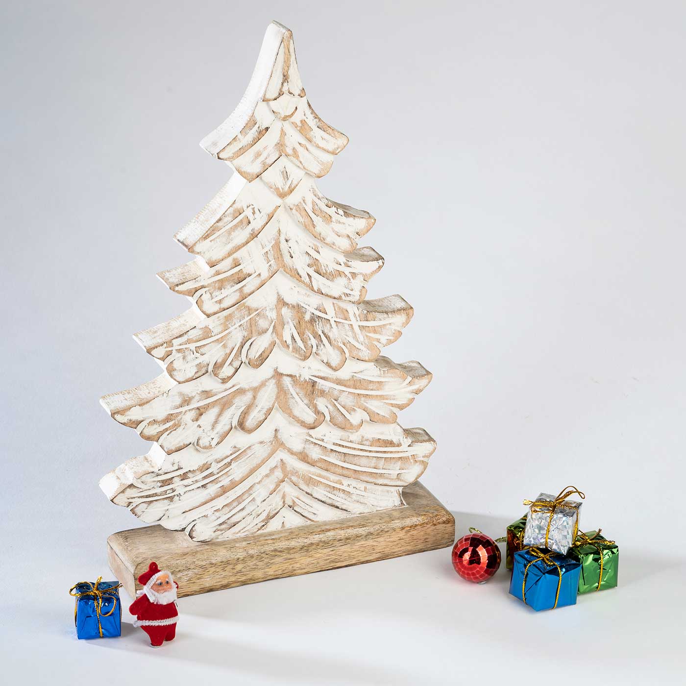 Buy Handmade Rustic White Mango Wood Table Decor For Christmas ...