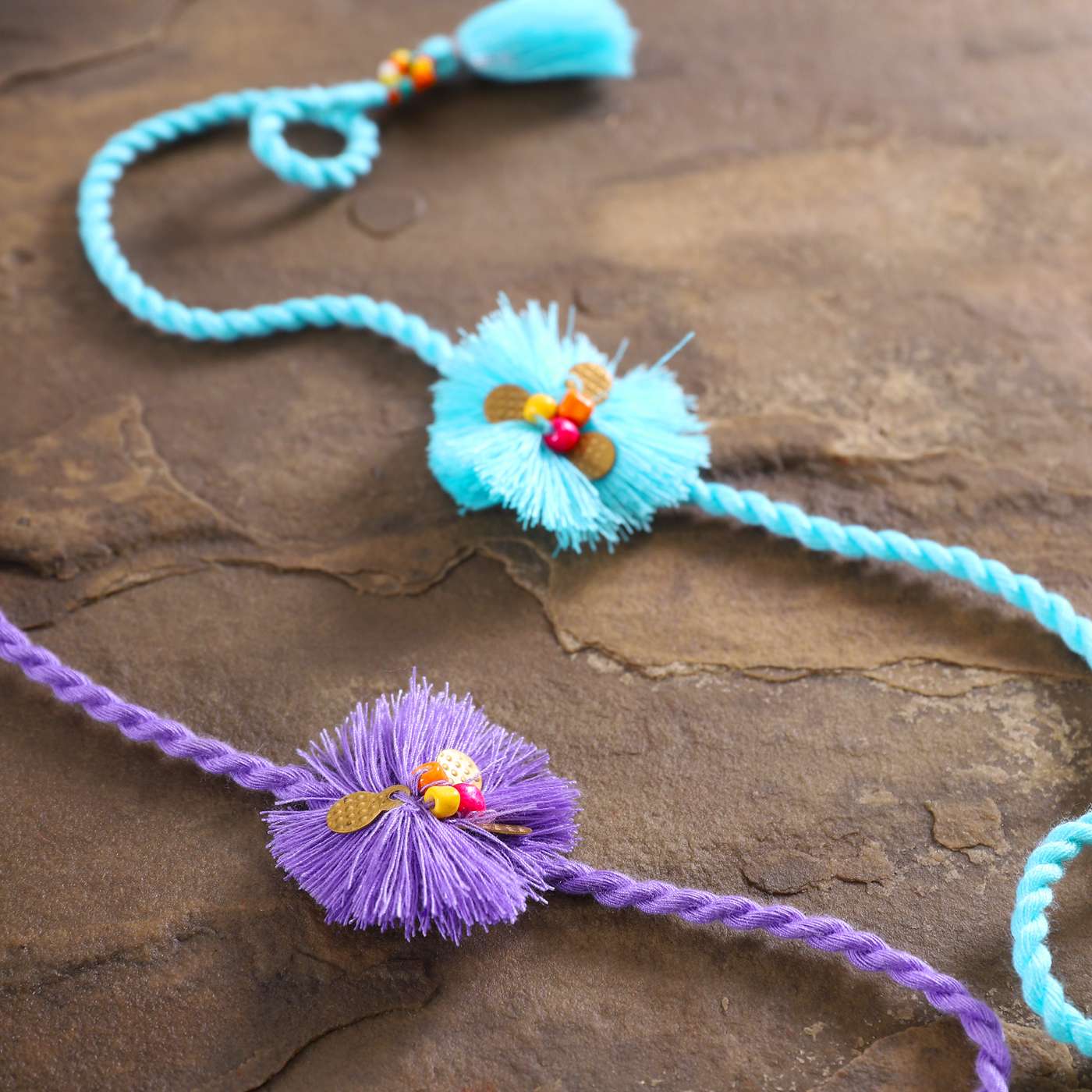 Buy Handmade Threads Cotton Rakhi With Roli Chawal | Set of 2 Online On ...