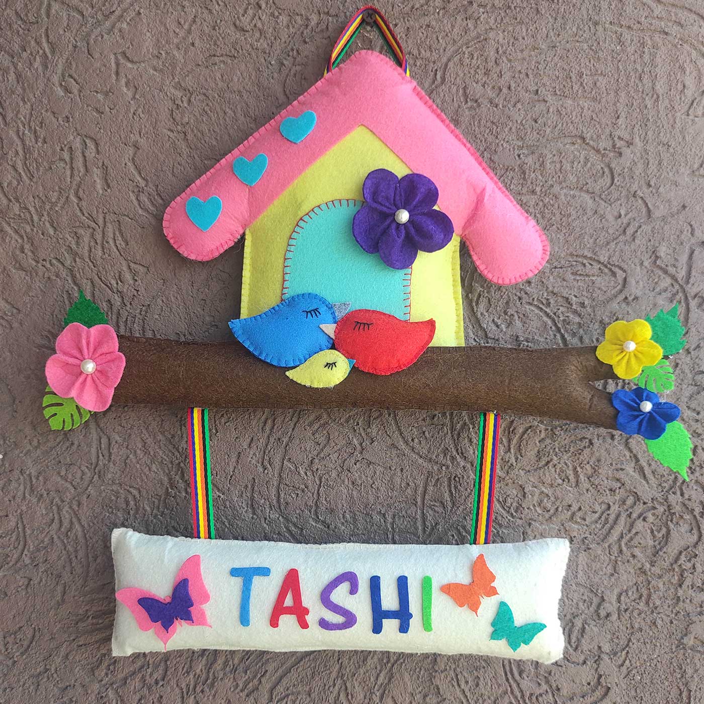 Buy Personalized Handmade Tree House Felt Name Plate Online On Zwende